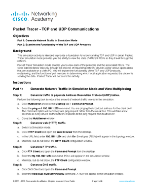 13.2.7 Packet Tracer - Use Ping and Traceroute to Test Network ...