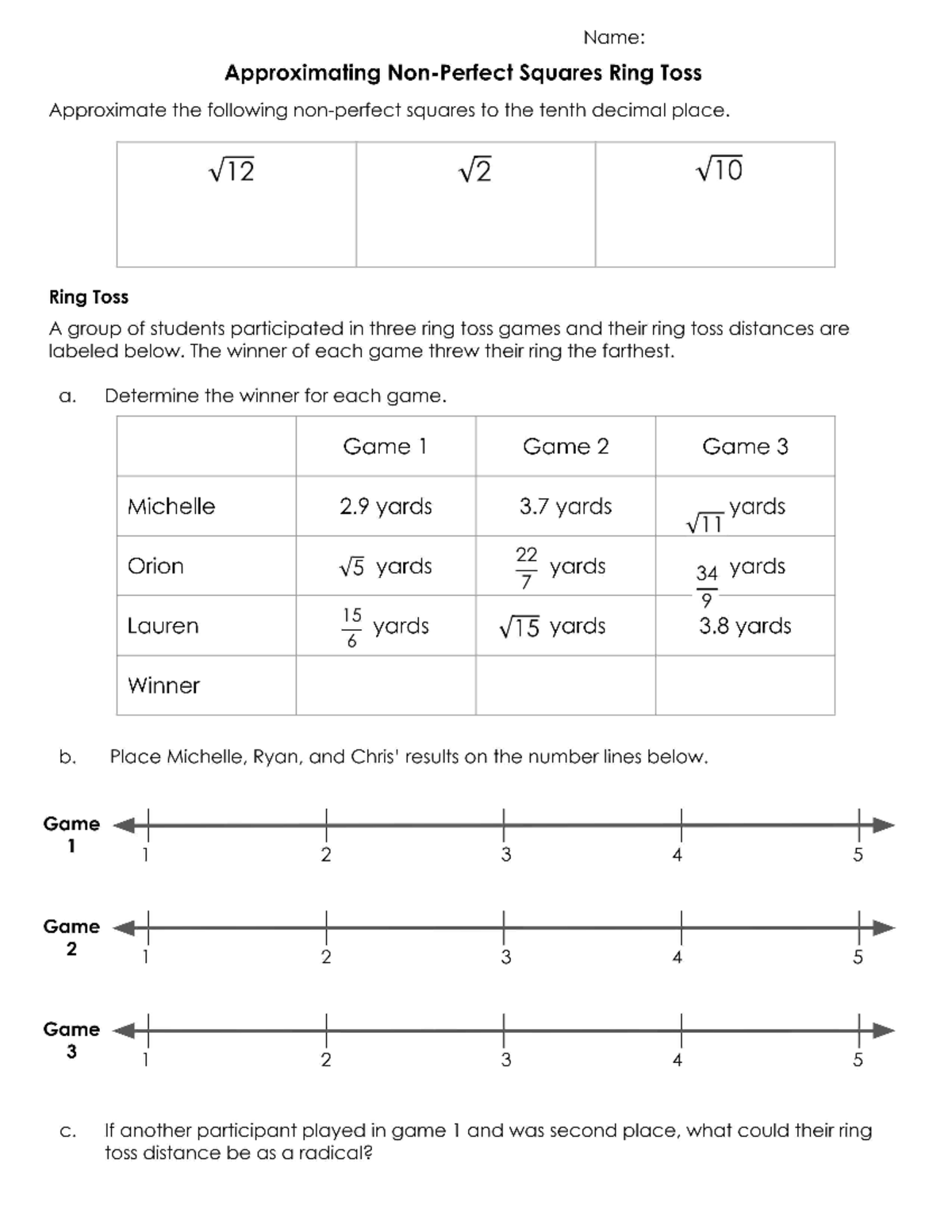 Approximating Squares: Ring Toss Distances for Game Analysis - Studocu
