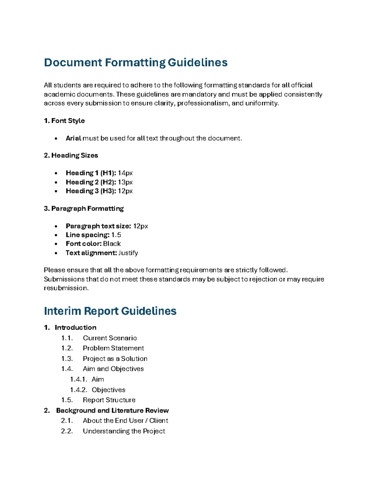 Interim Report Formatting Guidelines for Academic Submissions - Studocu