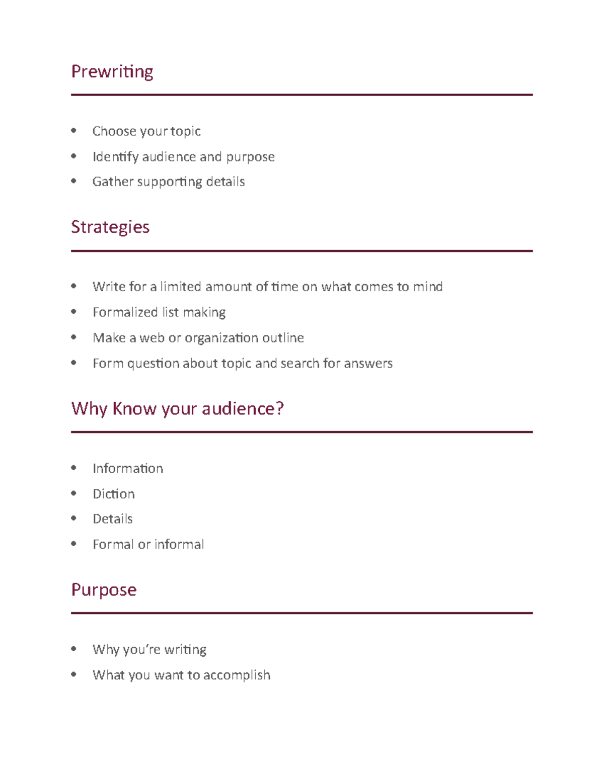 Prewriting Strategies and Guidelines for ENG-105 Students - Studocu