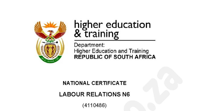 National Certificate Labour Relations N6: Exam Paper (4110486) - Studocu