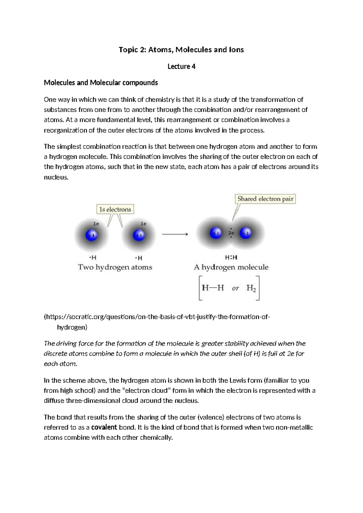 Lecture 5: Atoms, Molecules, and Ions (Topic 2) Overview - Studocu