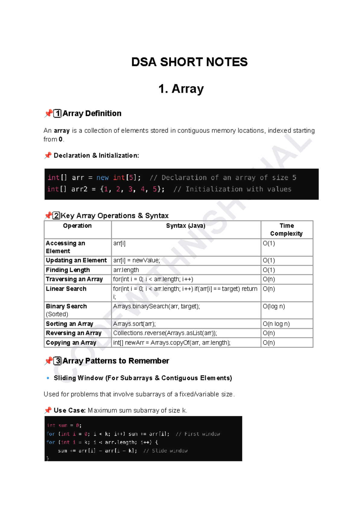 DSA Quick Revision Guide: Key Concepts and Techniques - Studocu