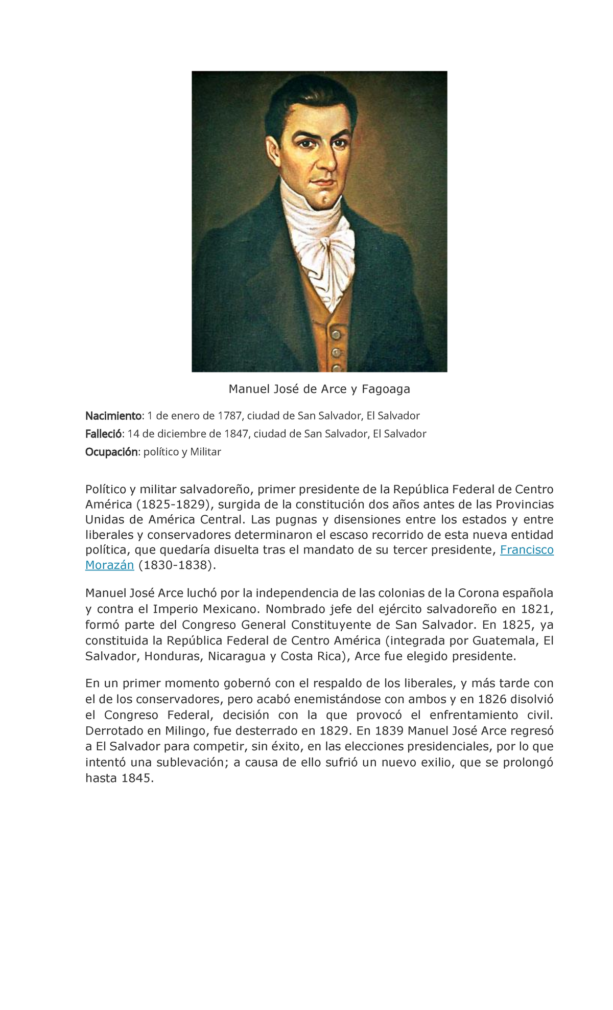 Biografías de Líderes de la Independencia de Centroamérica - Studocu