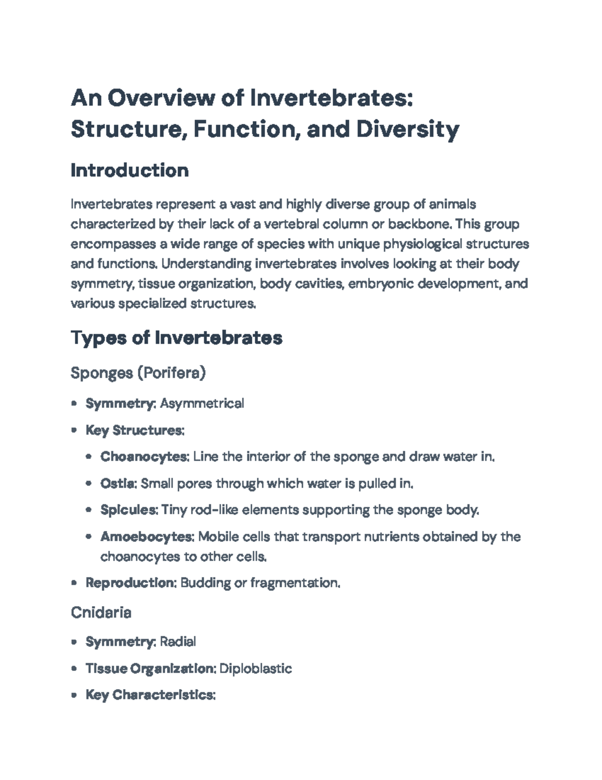 An Overview of Invertebrates: Structure, Function, and Diversity - An ...
