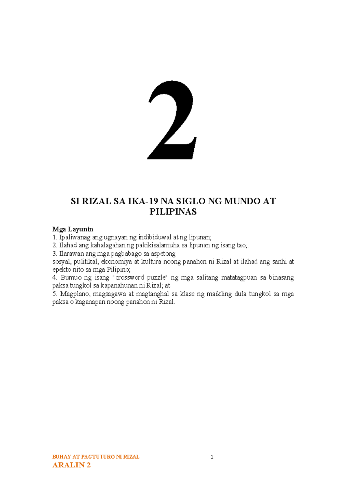749100262 Rizal Lesson 2: Si Rizal sa Ika-19 na Siglo ng Mundo at ...