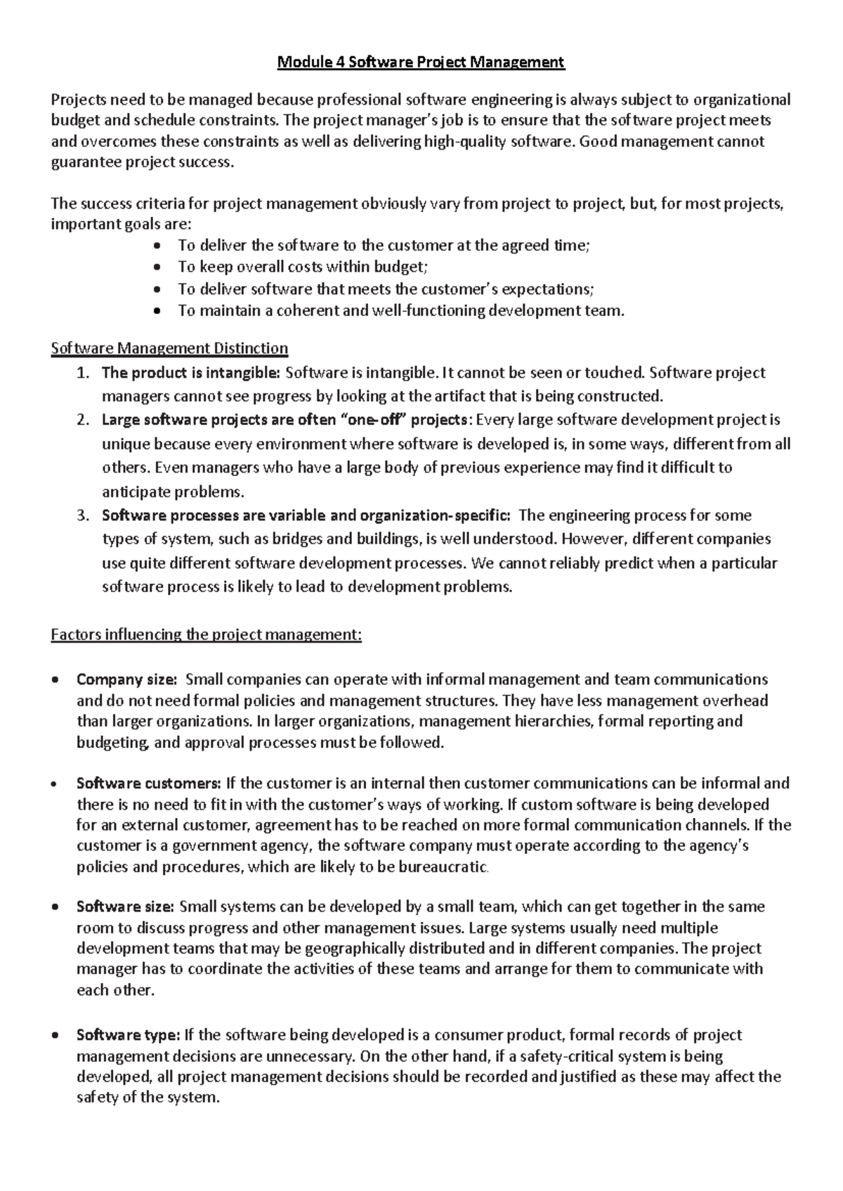 Module 4: Software Project Management Insights and Strategies - Studocu