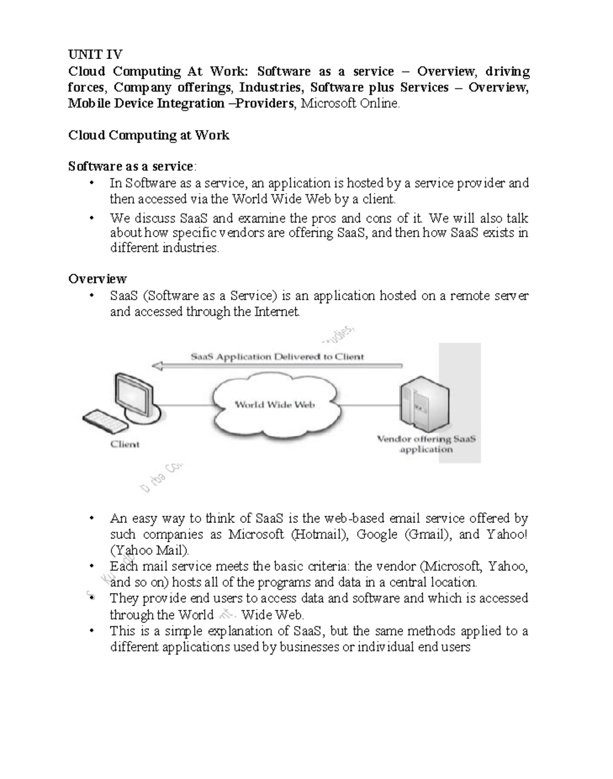 Cloud computing unit 4 notes - UNIT IV Cloud Computing At Work ...