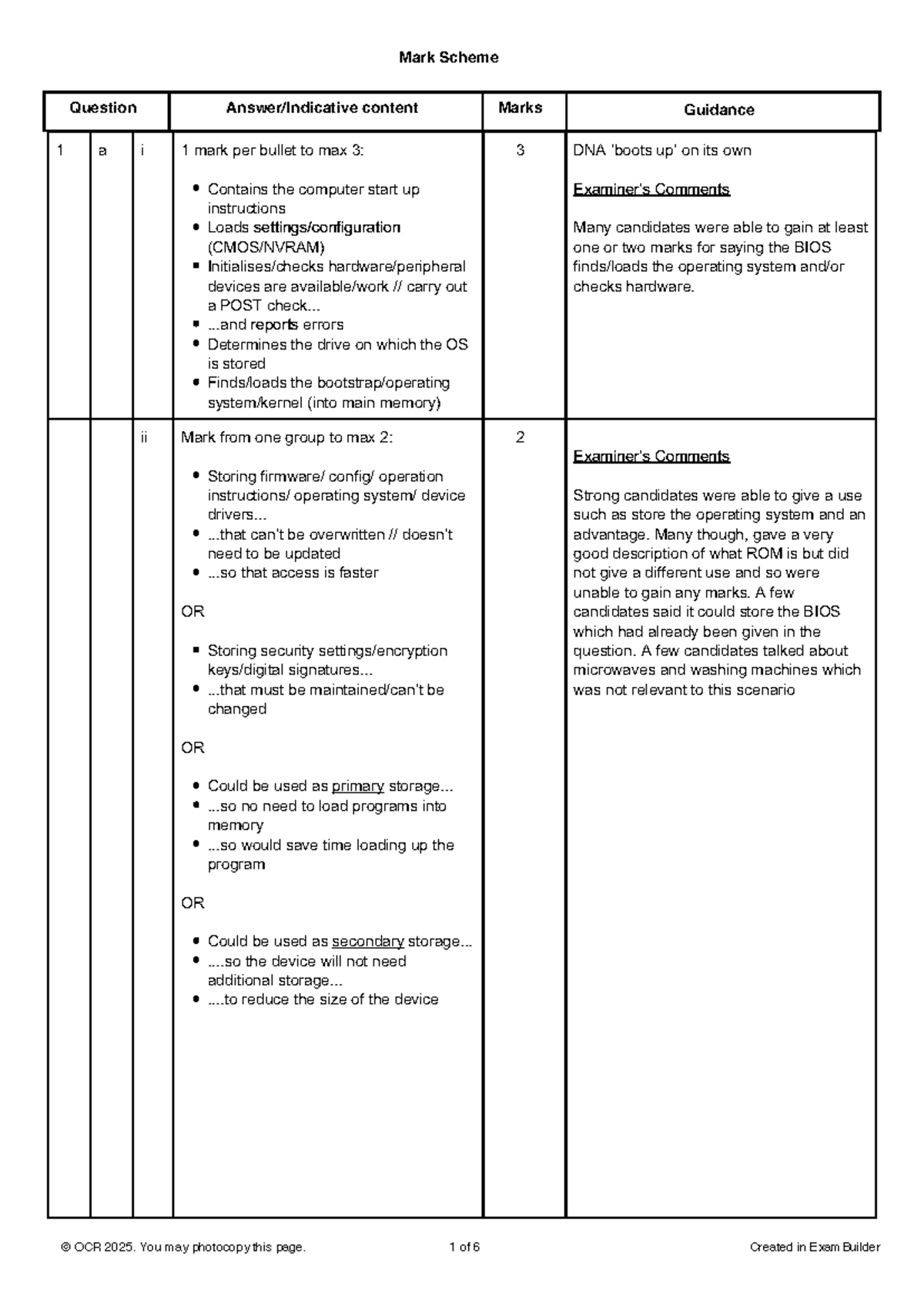 Database Normalisation Questions - Mark Scheme OCR 2025 - Studocu