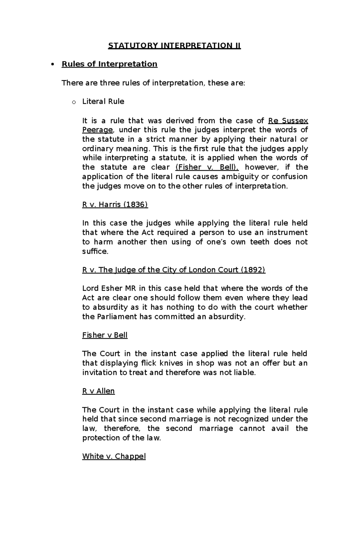 Statutory Interpretation II: Rules of Interpretation Explained - Studocu