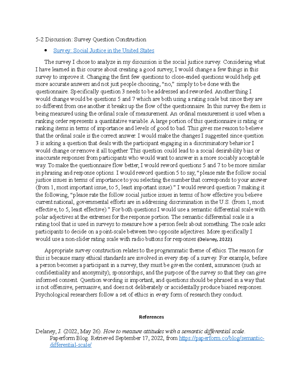 5-2 Discussion Survey Question Construction - Considering what I have ...