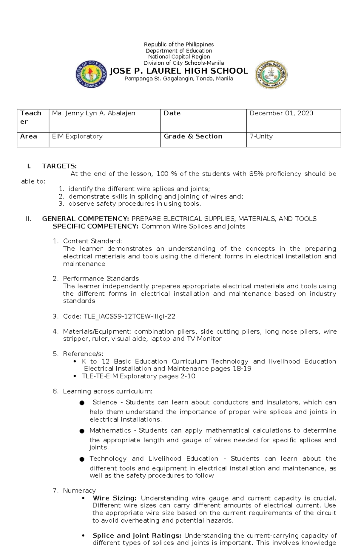 DLP-EIM-Wire-Splices-and-Joints: Numeracy & Literacy in EIM Skills ...