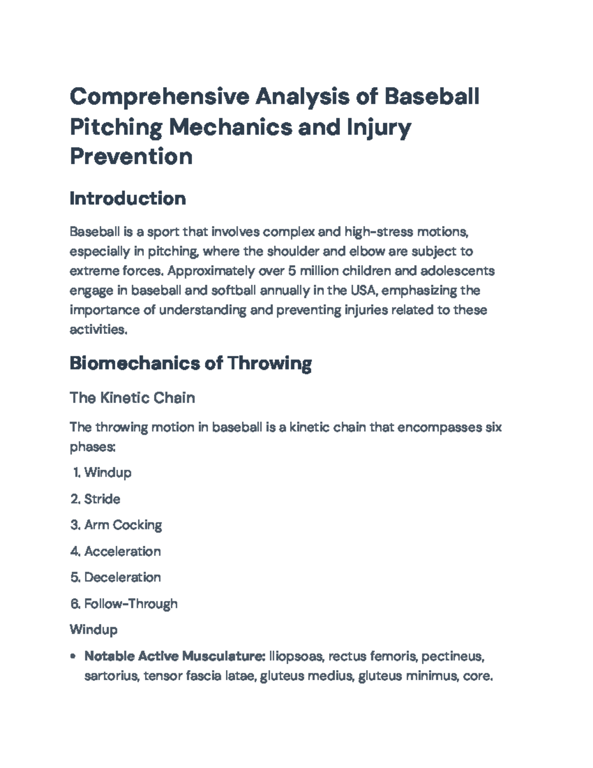 Biomechanics of Baseball Pitching: Injury Prevention Strategies ...