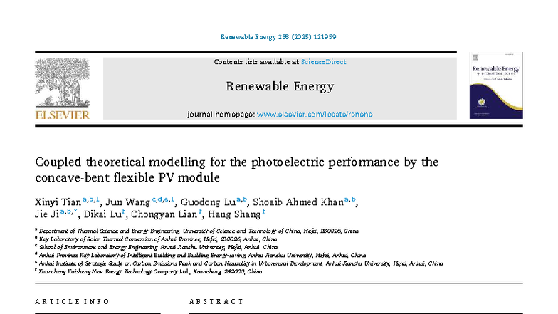Coupled Theoretical Modelling of Flexible PV Module Performance (RE 238 ...