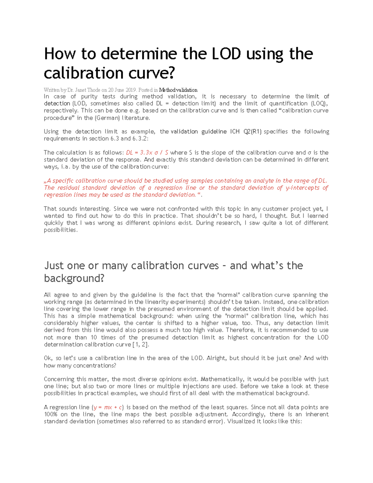 How to determine the LOD using the calibration curve - How to determine ...