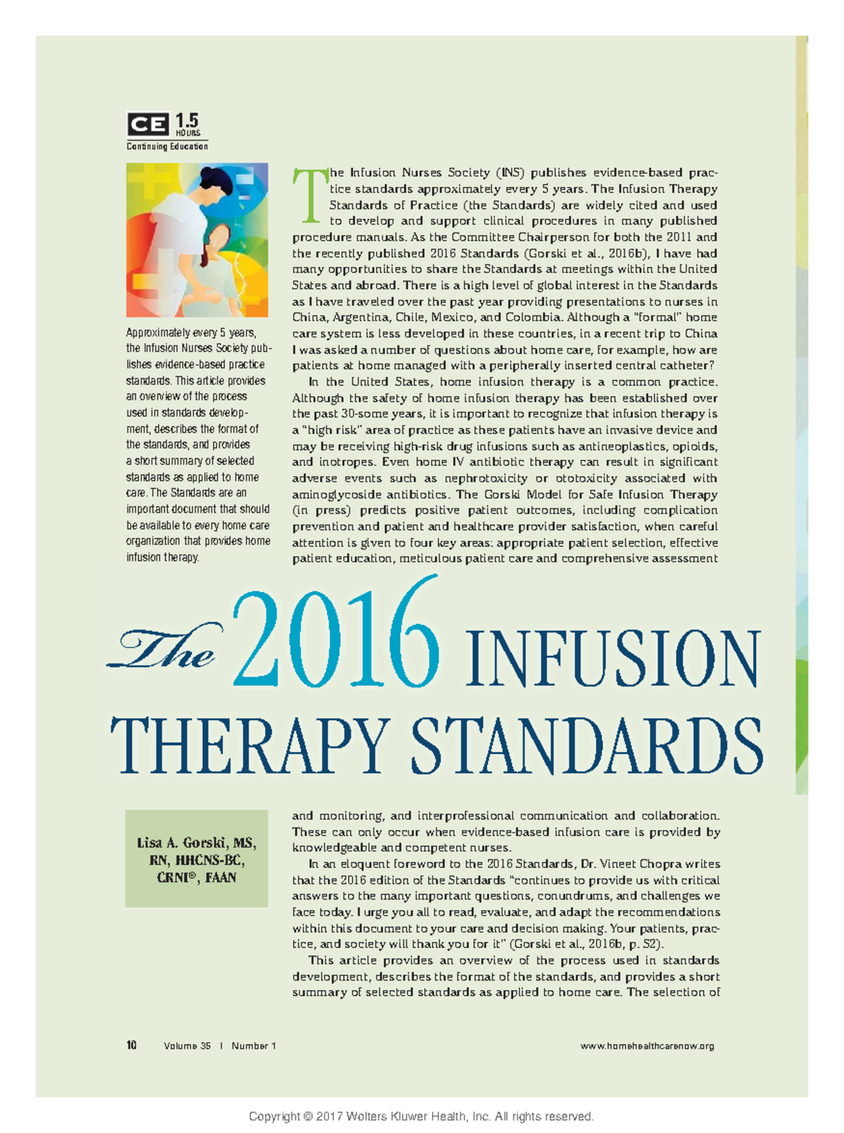 2016 INS Standards for Home Infusion Therapy: Overview and Insights ...