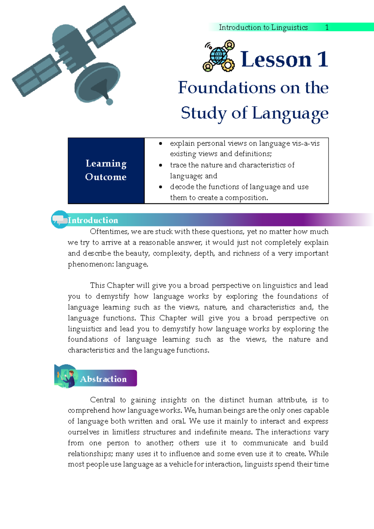 Chapter 1 Lesson 1: Foundations of Language Study and Linguistics - Studocu