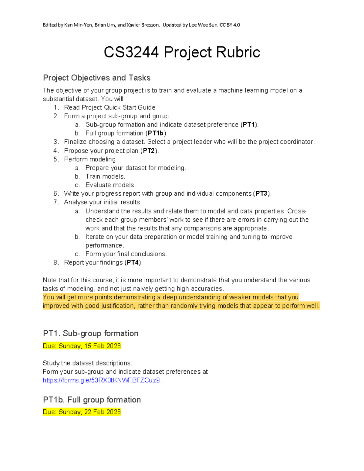 CS3244 Project Rubric: Objectives, Tasks, and Evaluation Guide - Studocu