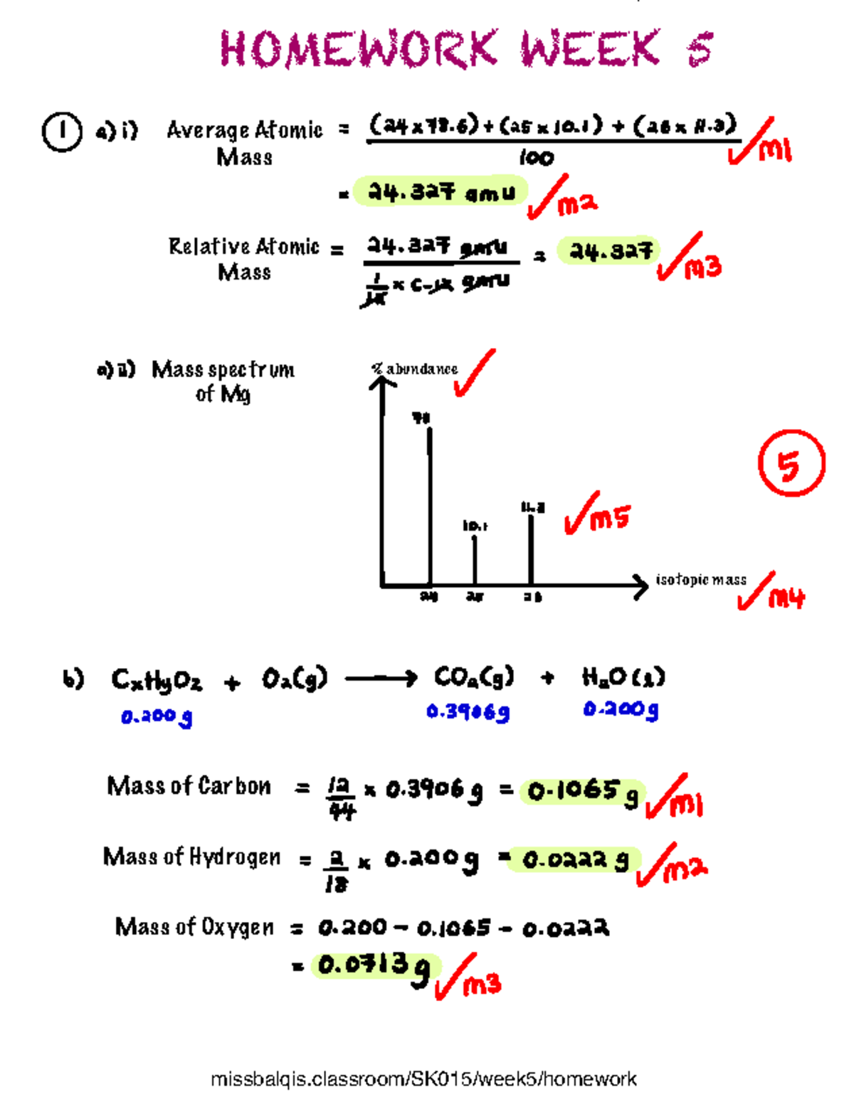 Homework WEEK 5: Average Atomic Mass & Related Calculations - Studocu