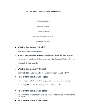 [Solved] An organizational pattern for speeches in which the main ...