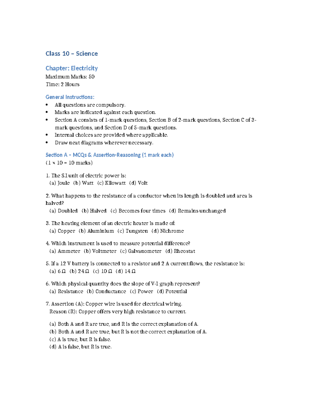 Class 10 Science Chapter: Electricity - One Shot Notes for Exam Prep ...