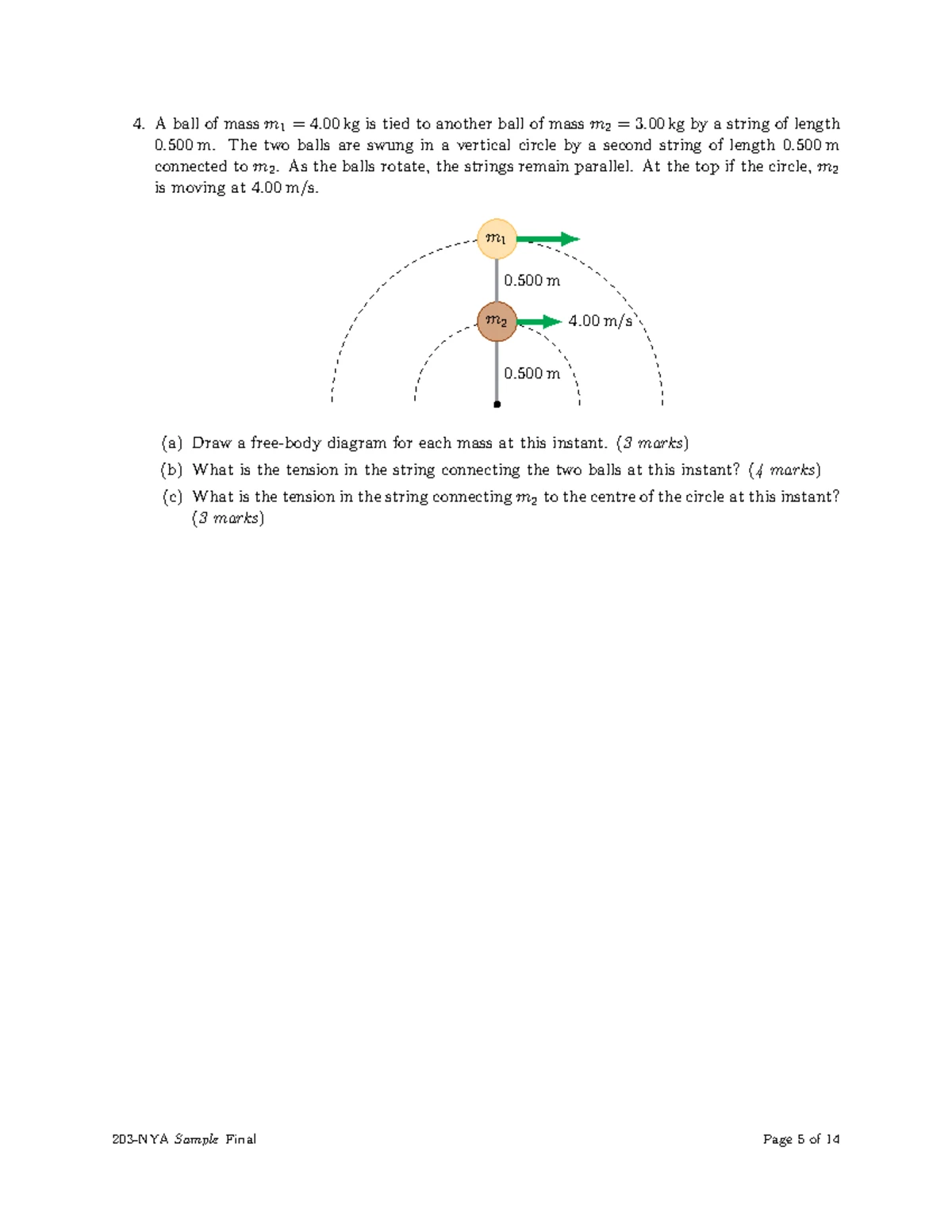 Sample Final Exam Physics 203-NYA-05 Mechanics Overview - Studocu
