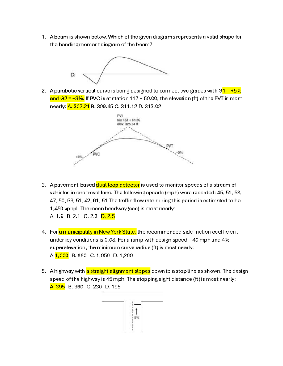 CE 101 - Bending Moment Diagrams and Traffic Flow Analysis Notes - Studocu