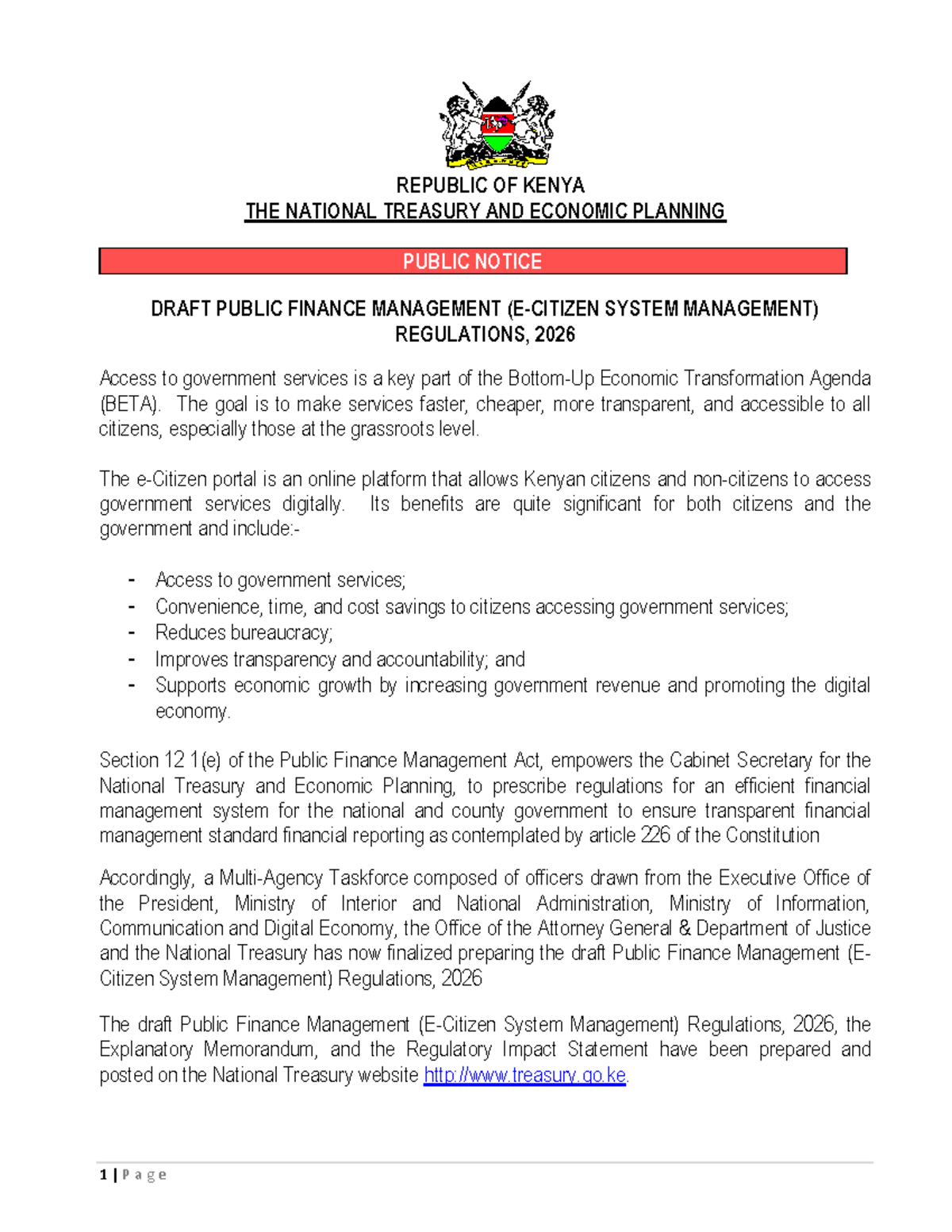 Public Notice: Draft Public Finance Management Regulations 2026 - Studocu