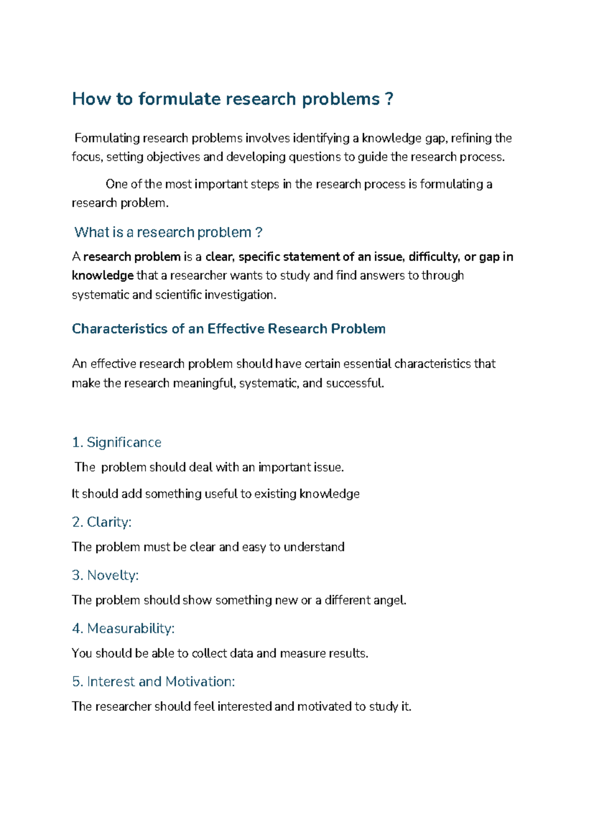 Research Methodology: Formulating Effective Research Problems - Studocu