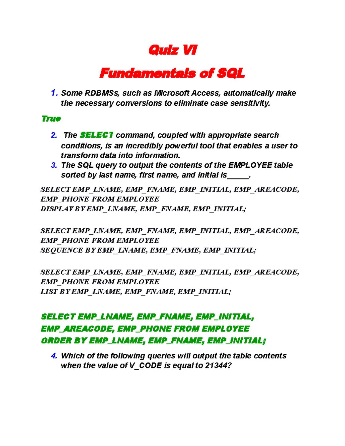 Quiz Lesson VI - It helps to prepare for your exam - Quiz VI ...