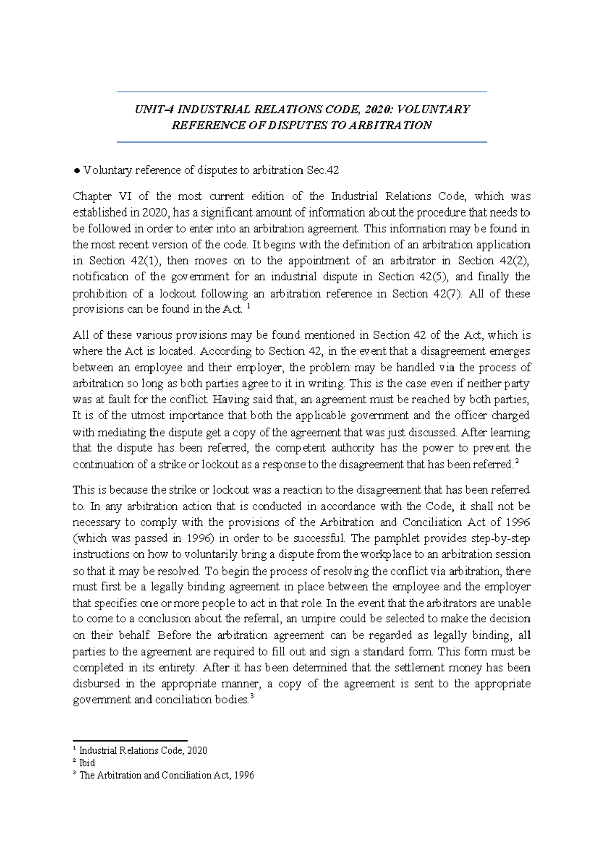 Unit-4 Voluntary Reference OF Disputes TO Arbitration - UNIT-4 ...