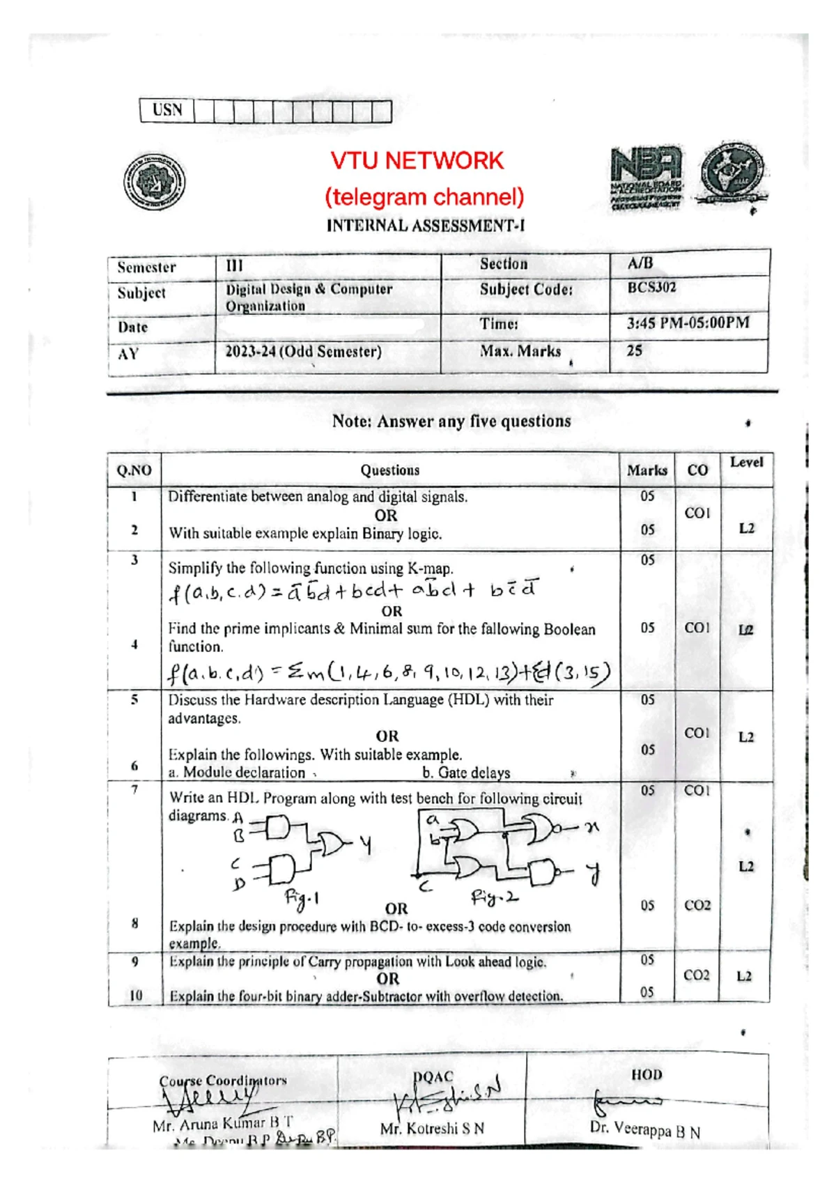 Model Question Paper II for Database Management System (BCS403) 2024 - Studocu
