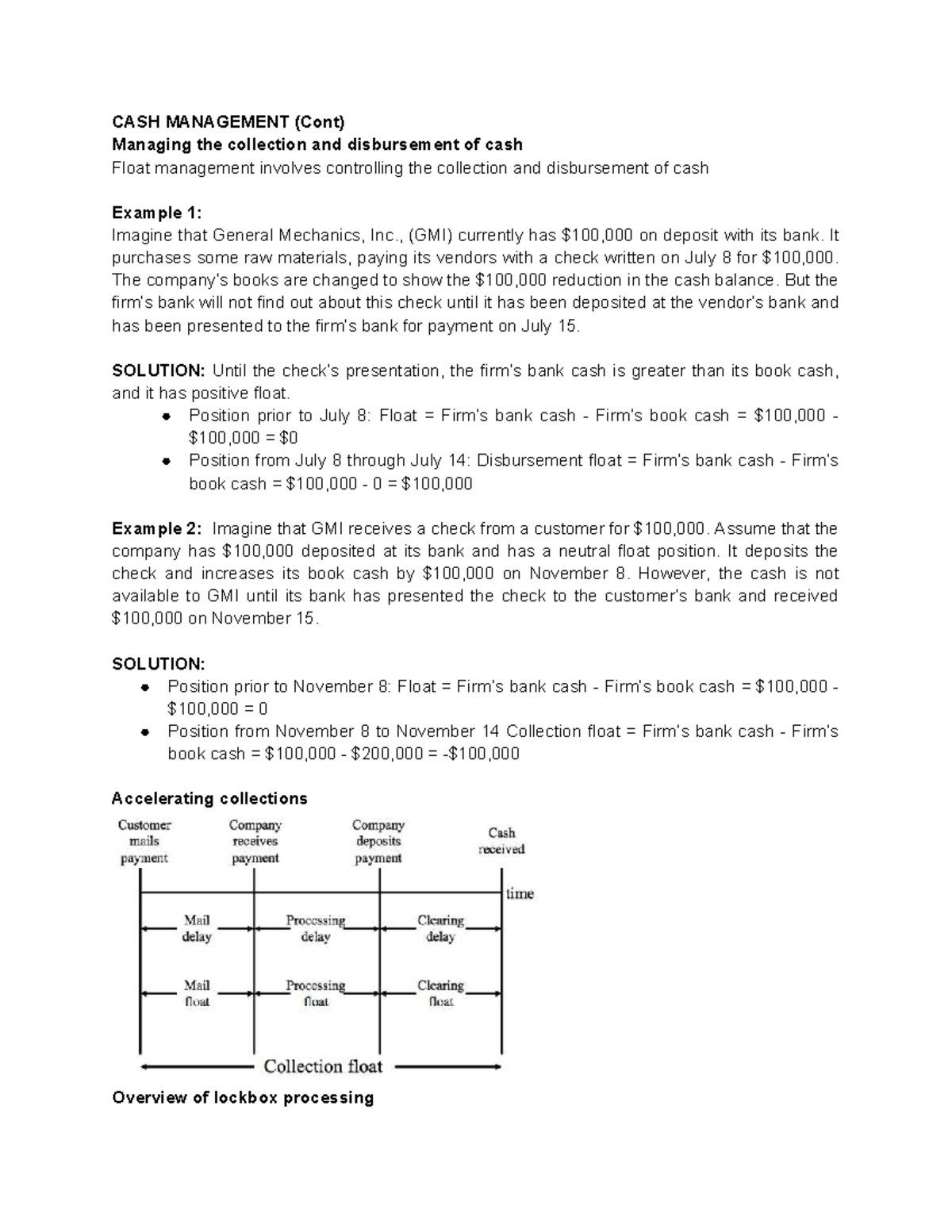 CASH MANAGEMENT (FIN EXAM): Strategies for Float Control & Optimization ...