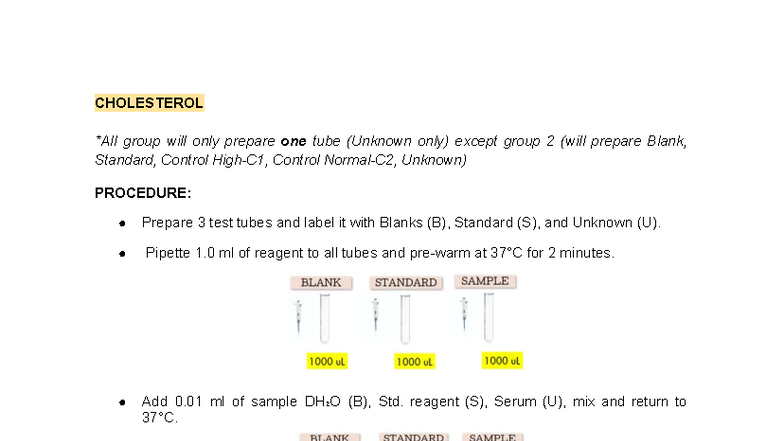 CC1 LAB ACT 2 - Cholesterol & Triglycerides Testing Procedure - Studocu