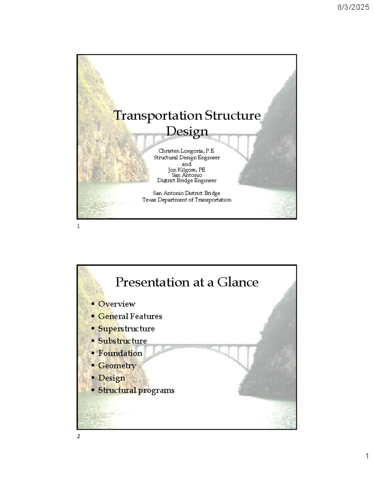 Transportation Structure Design Overview - MDTXDOT Presentation - Studocu