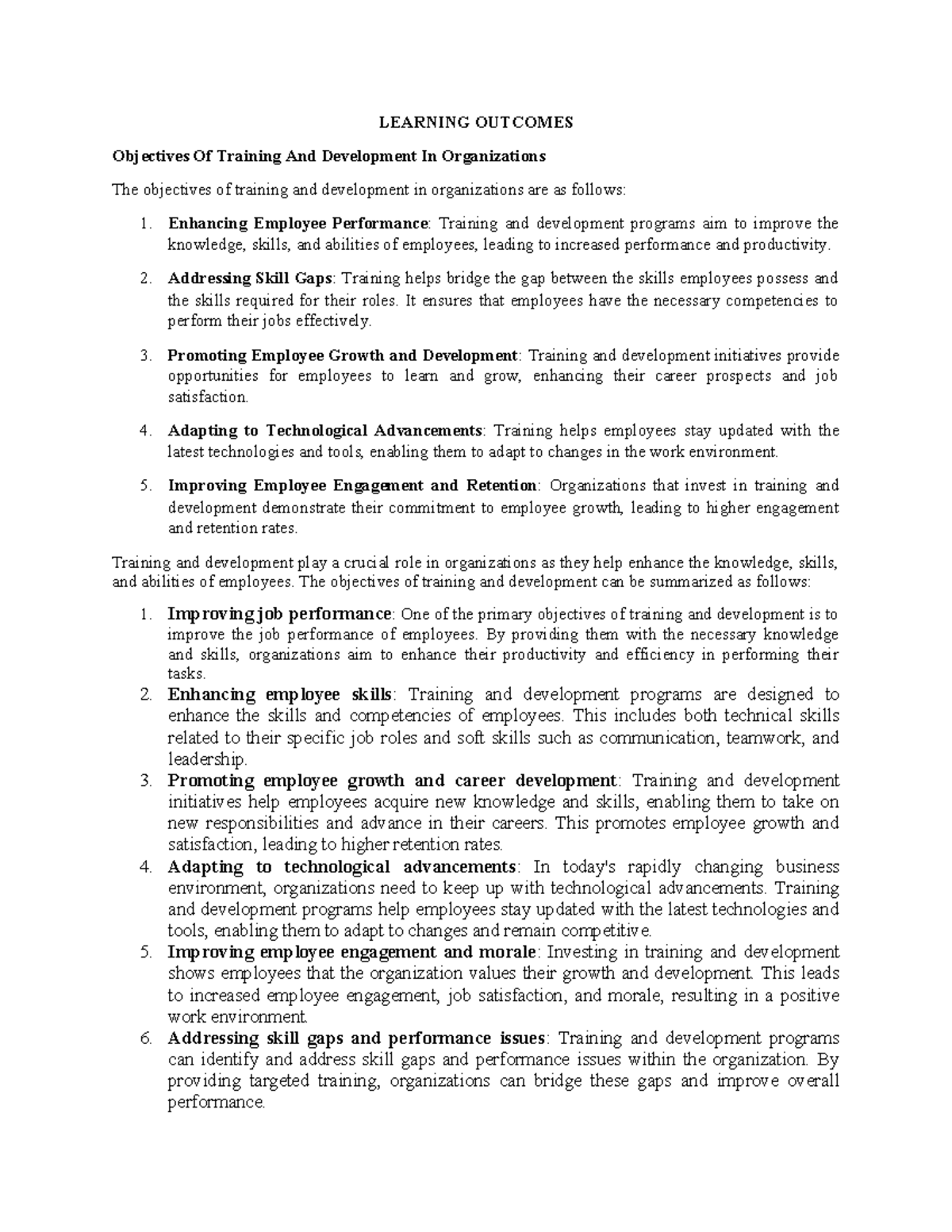 Training and Development of Employees: Objectives and Methods - Studocu