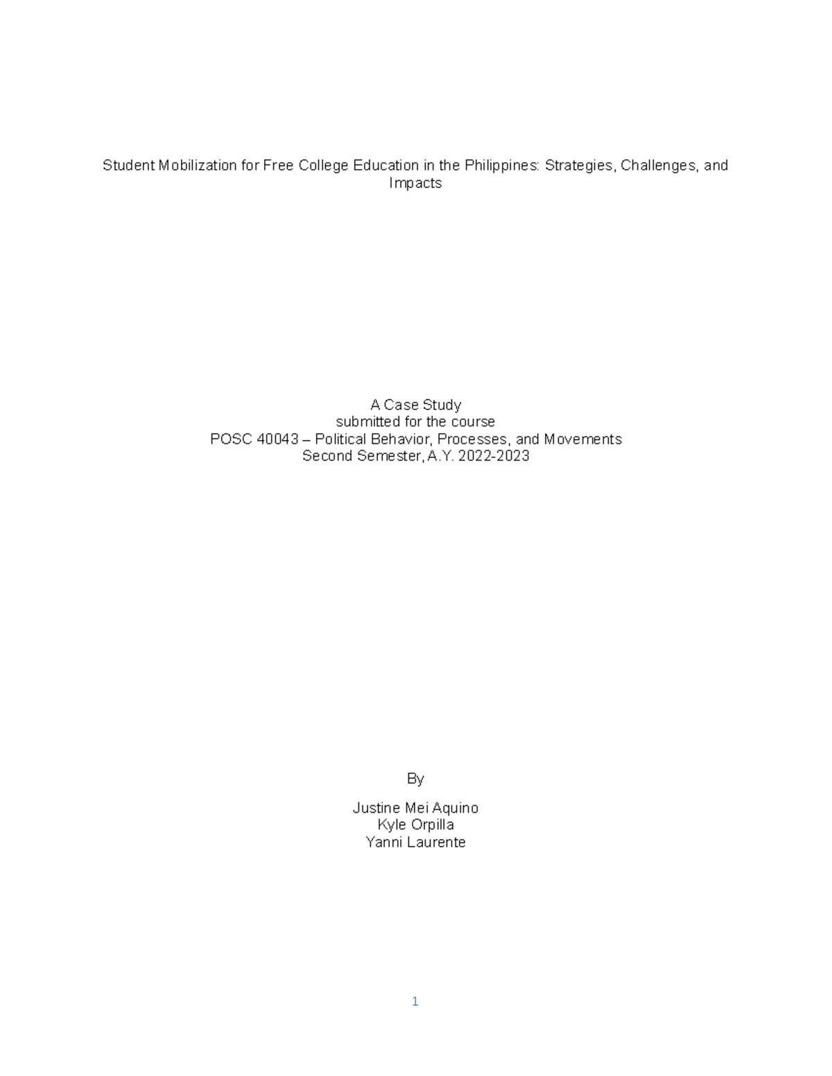 Student Mobilization for Free College Education in the Philippines ...