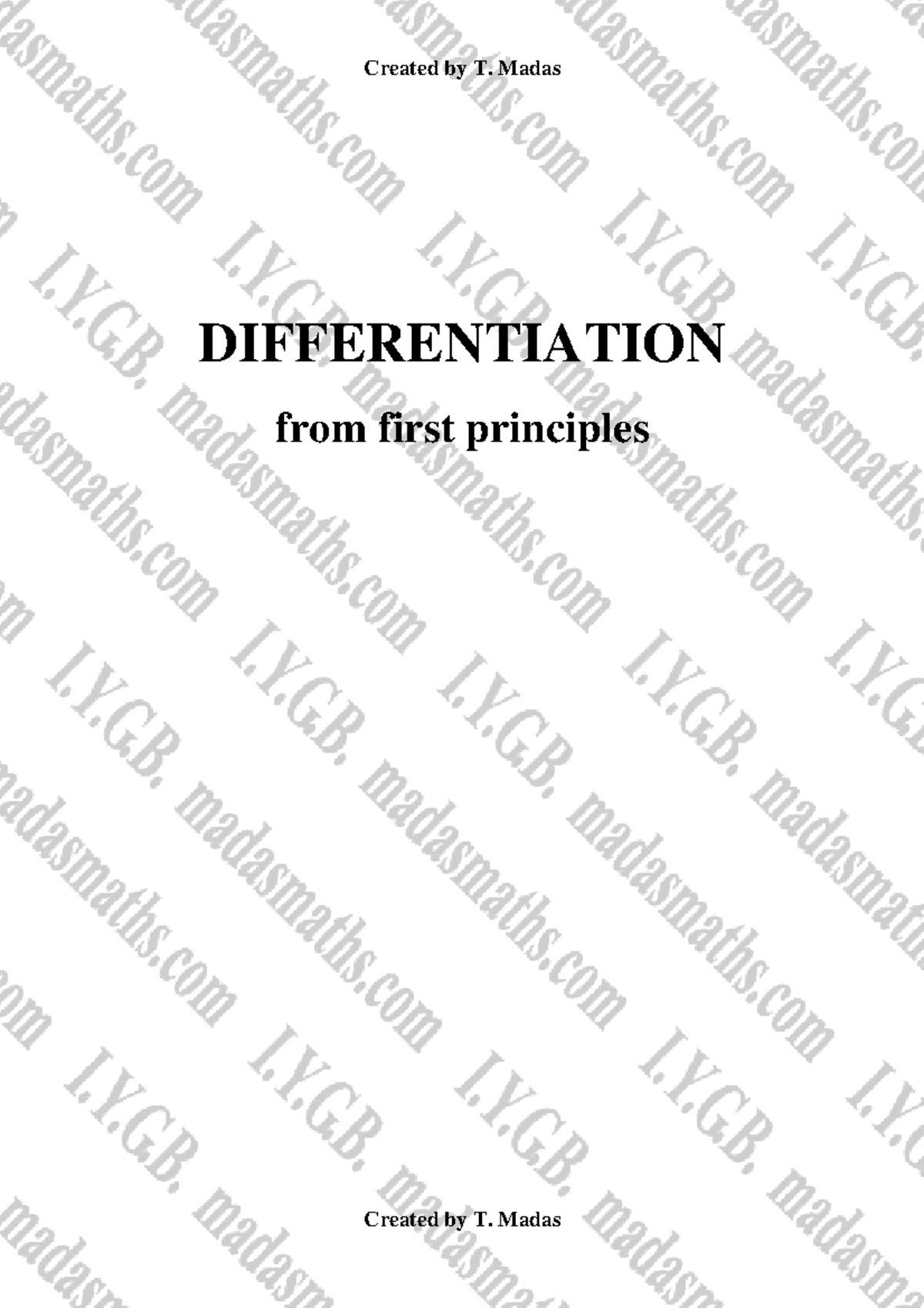 Differentiation from First Principles: Proofs and Examples (MATH 101 ...