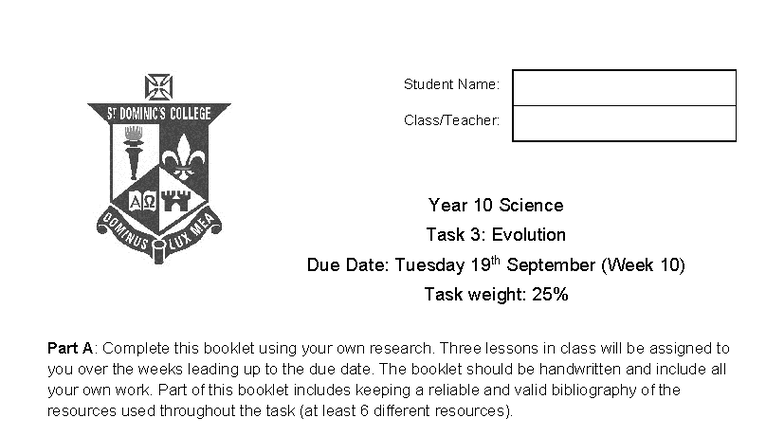 Yr 10 Science Task 3: Evolution Notes & Research Guide - Studocu