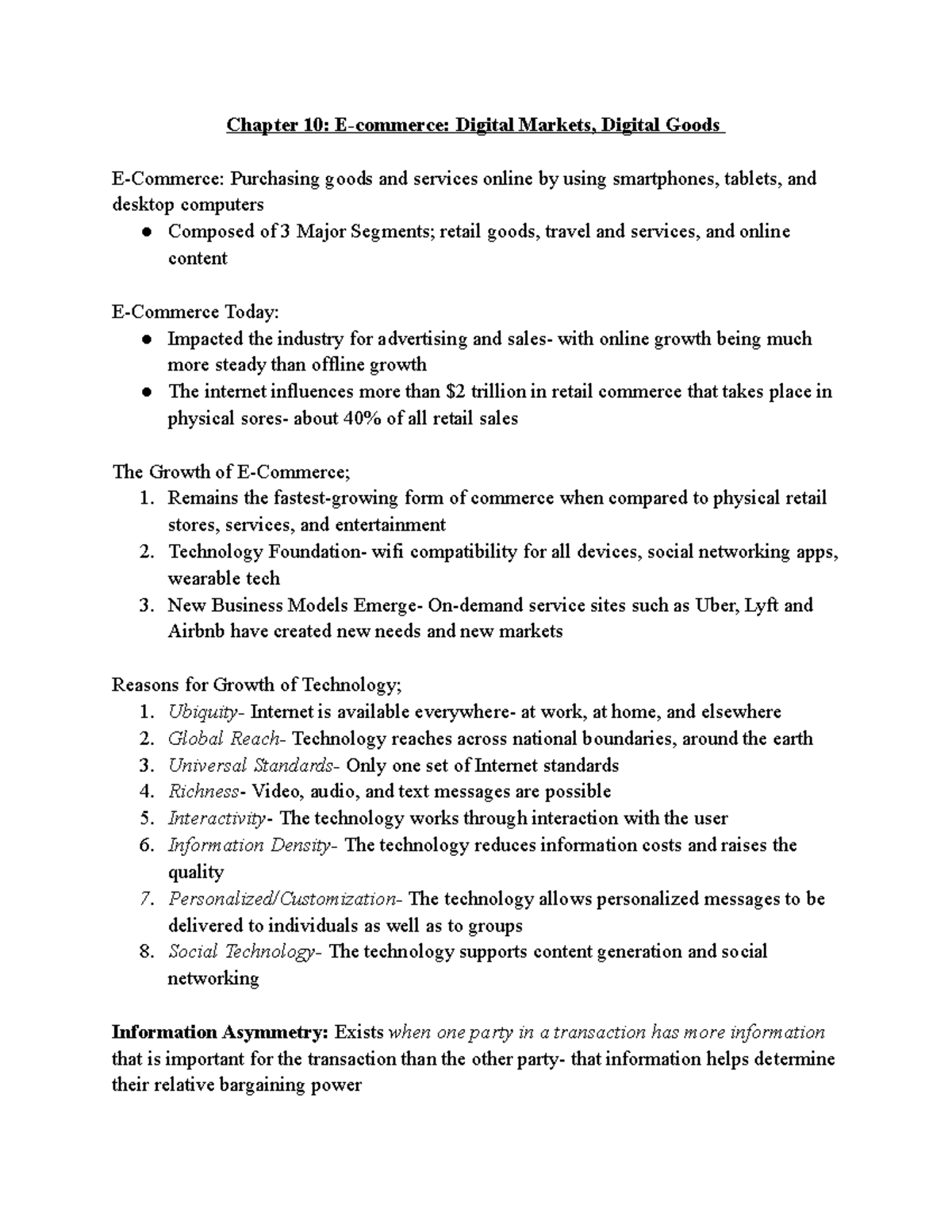 Chapter 10: E-commerce Insights on Digital Markets and Goods - Studocu
