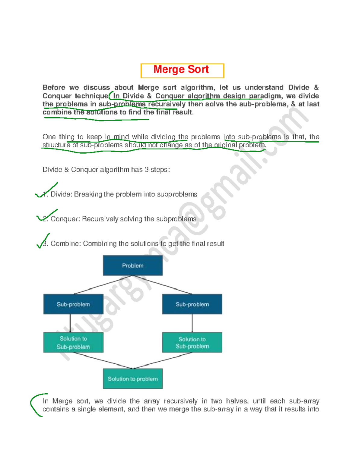 PPS Module-6: Merge Sort and Divide Conquer Technique in C - Studocu