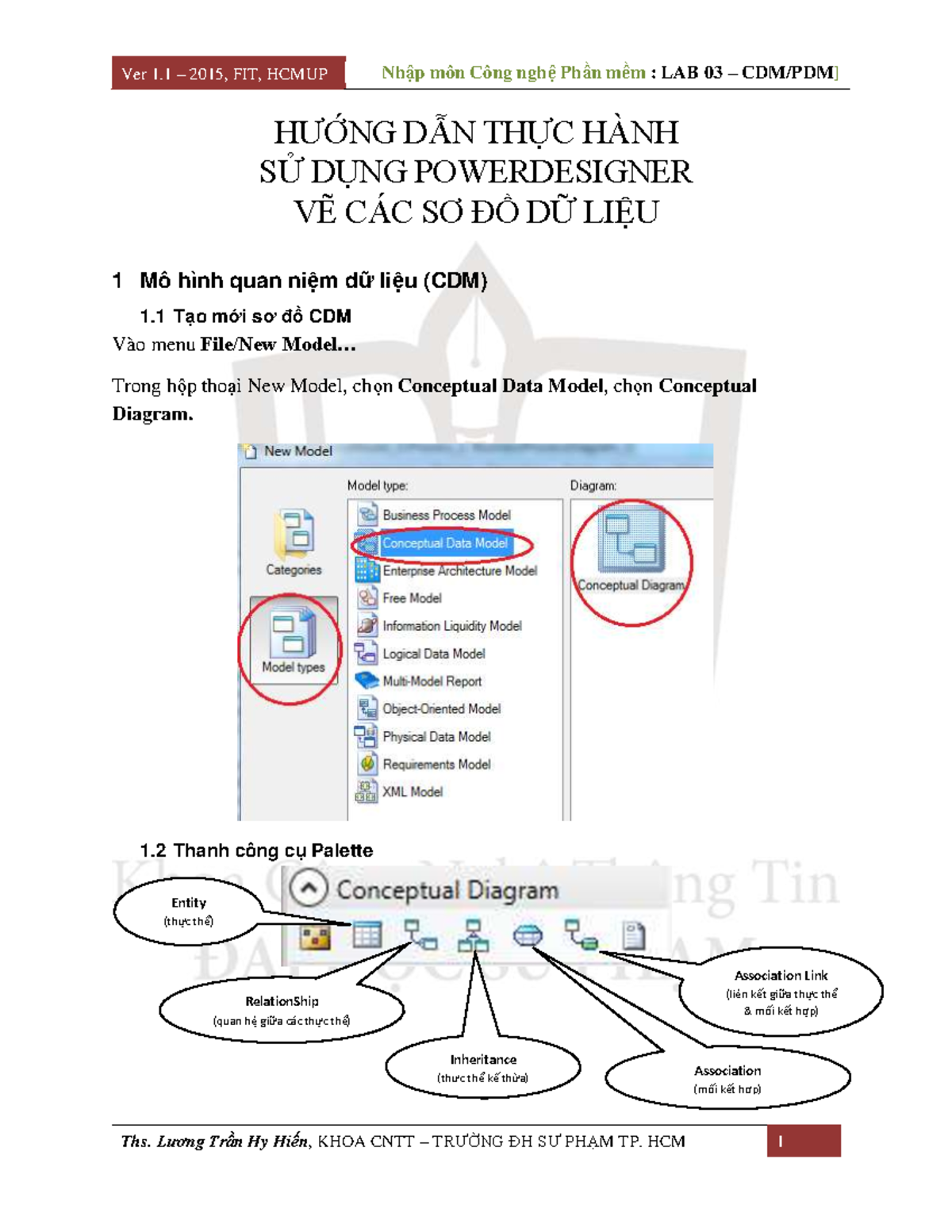 Comp1026 - lab03 - cdm pdm - HƯỚNG DẪN THỰC HÀNH SỬ DỤNG POWERDESIGNER ...