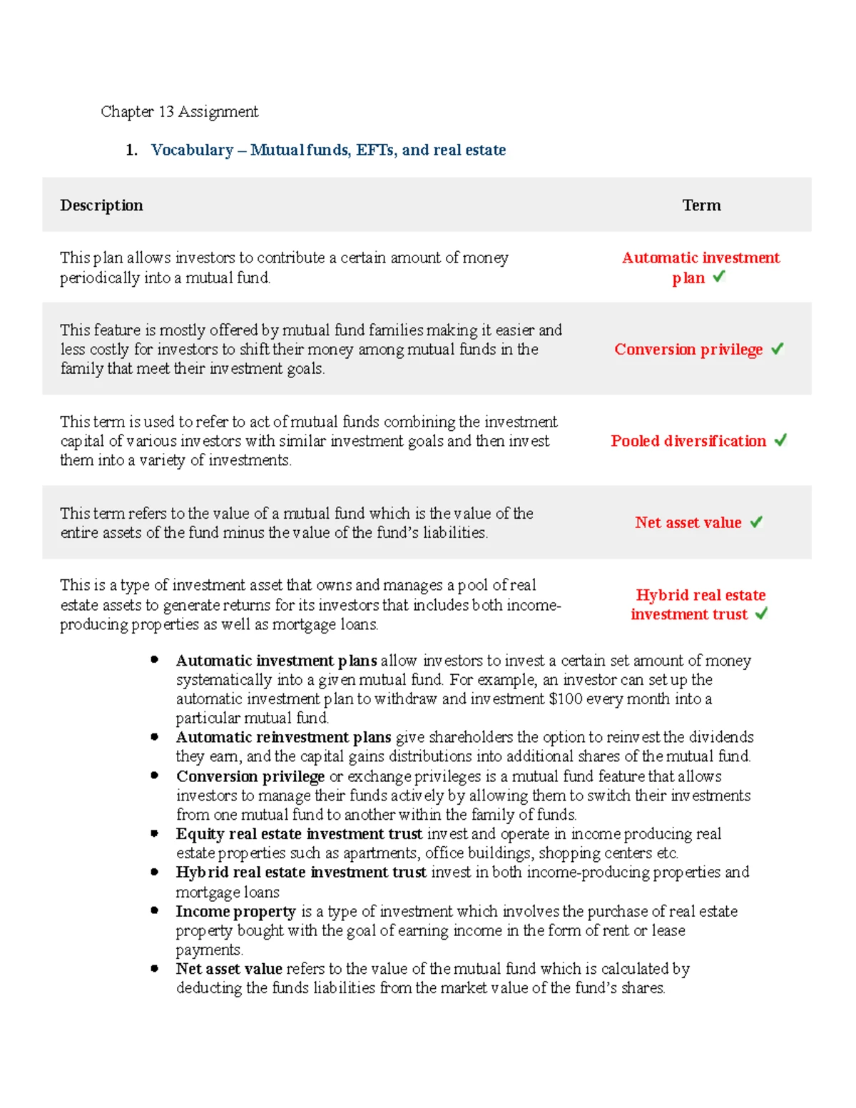 Chapter 13 Assignment - Chapter 13 Assignment 1. Vocabulary – Mutual ...