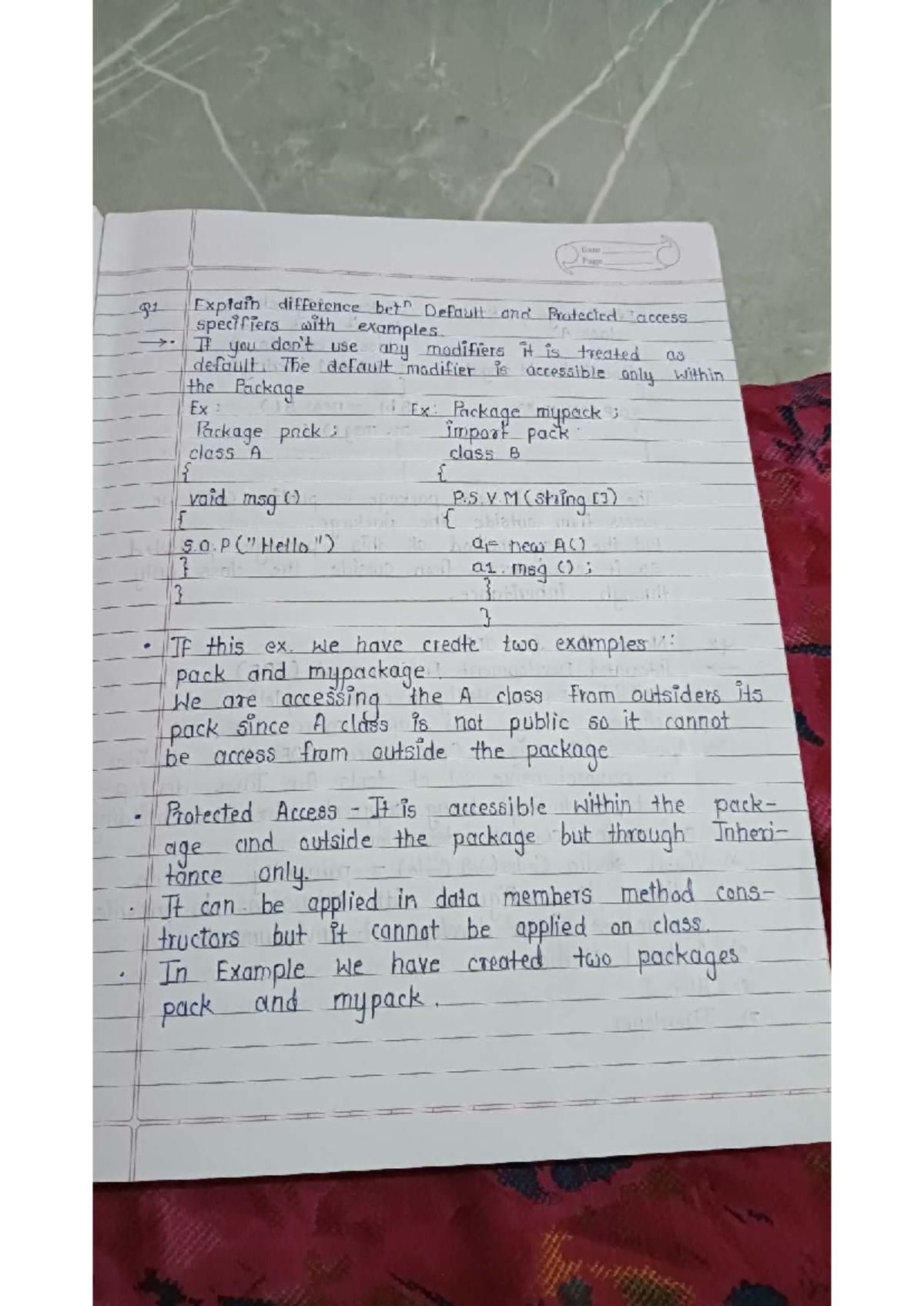 Java Assignment: Access Specifiers, Variables, and Object-Oriented Concepts - Studocu