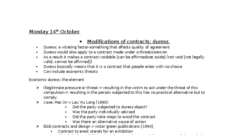 Modifications of Contracts: Understanding Duress and Its Implications ...