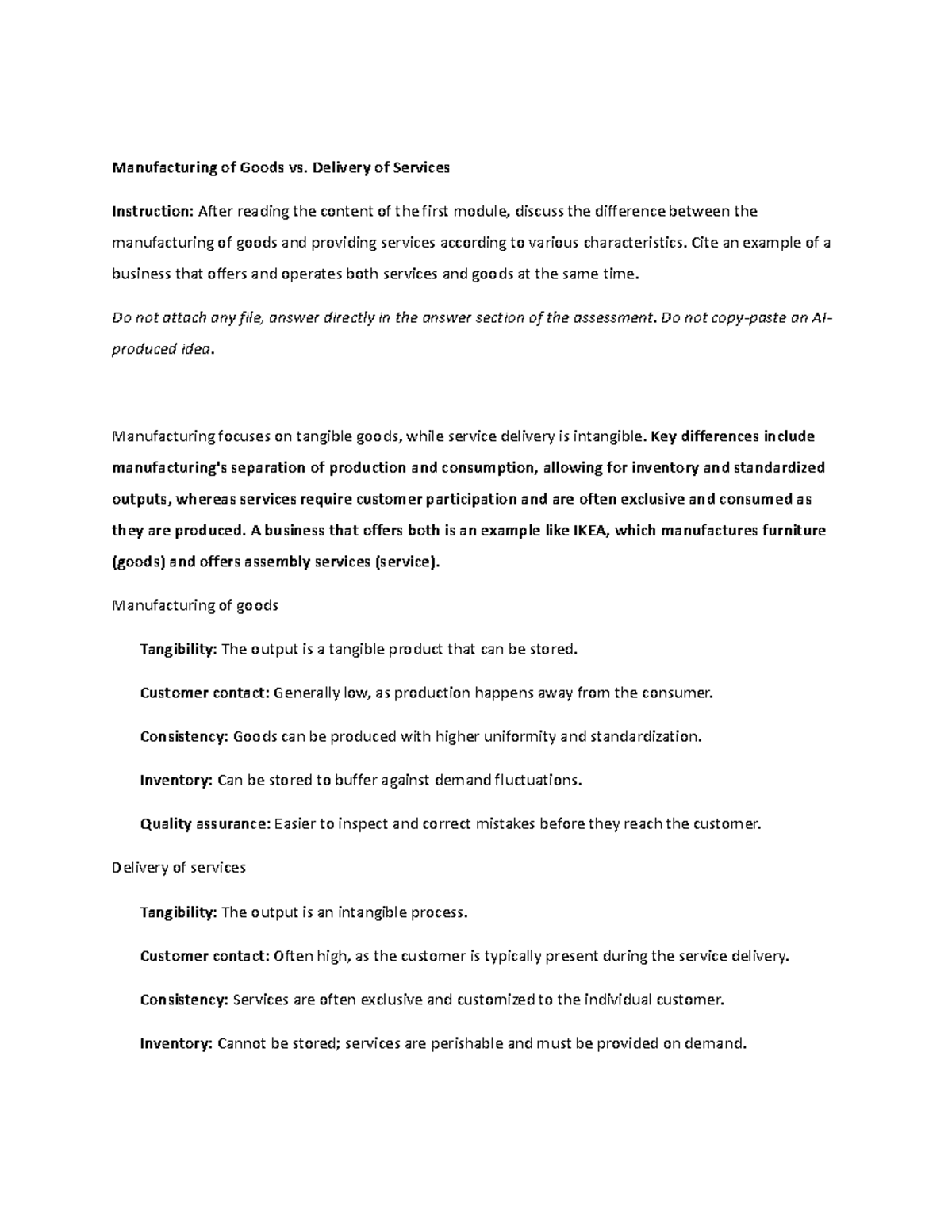 Manufacturing Goods vs. Service Delivery: Key Differences Explained ...
