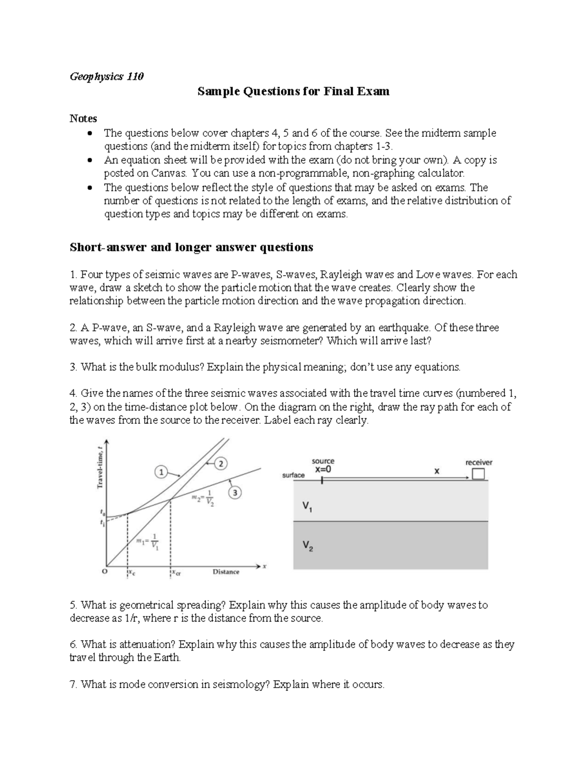 Geophysics 110 Final Exam Sample Questions and Study Guide - Studocu