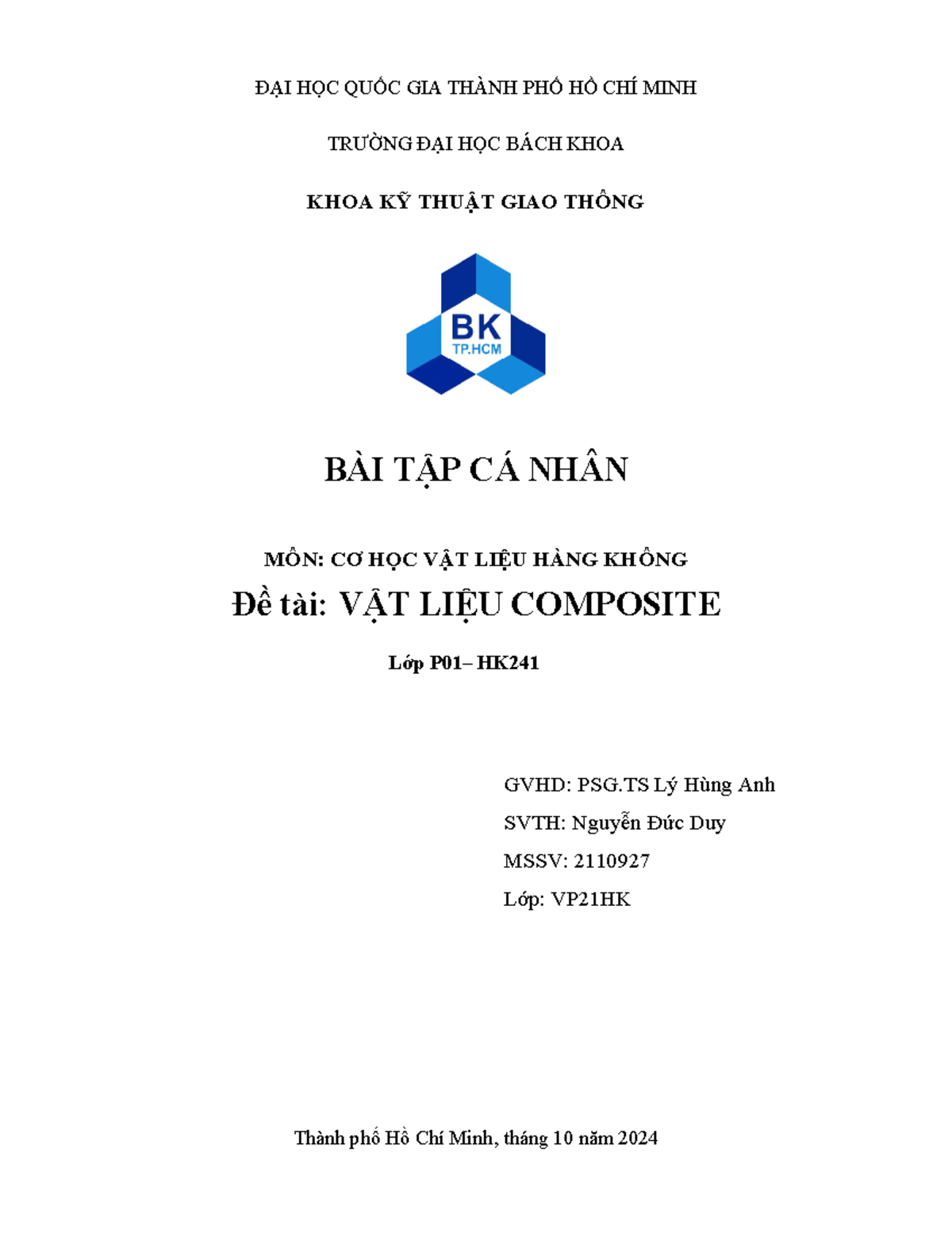 Tài liệu Cơ Học Vật Liệu Hàng Không: Vật Liệu Composite - P01 HK - Studocu