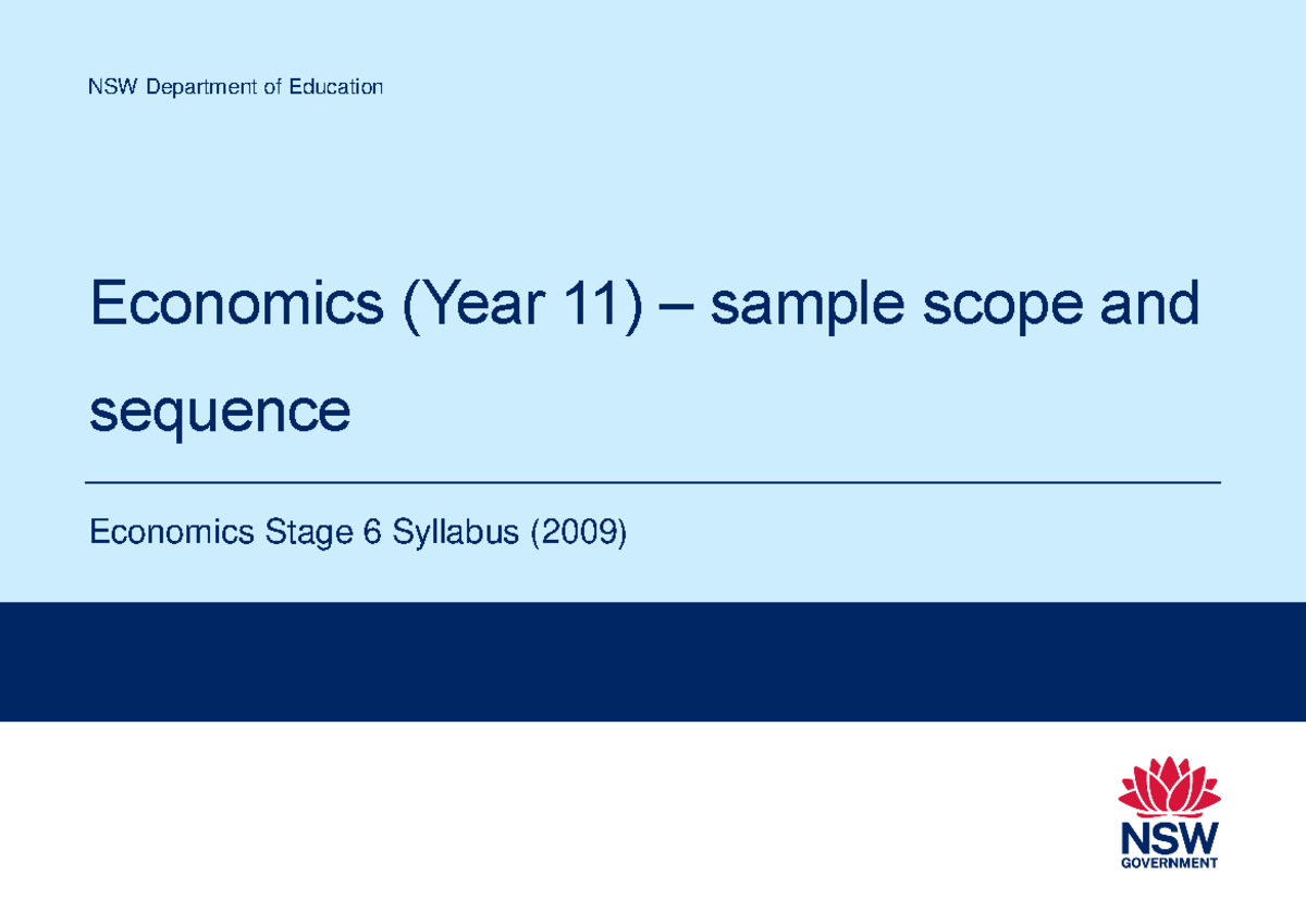 NSW Economics (Year 11) Sample Scope and Sequence Overview - Studocu