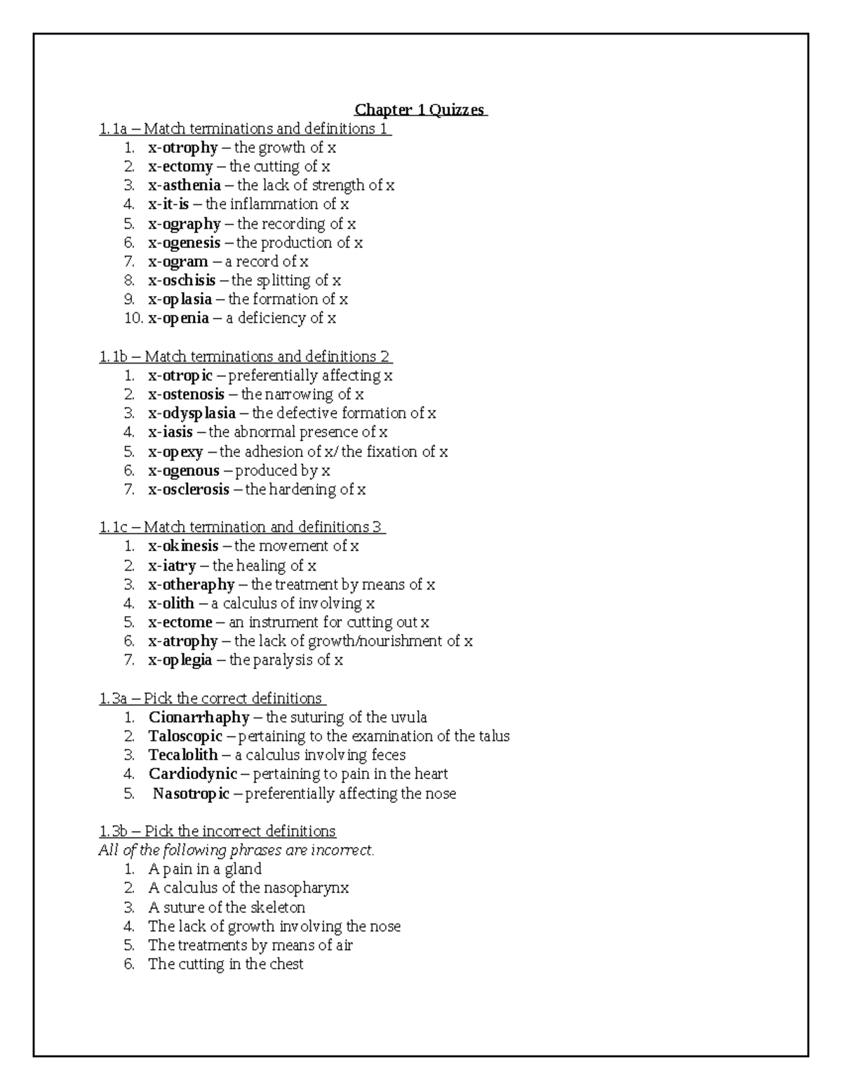 Chapter 1-4 Quizzes Review Notes for Medical Terminology (MED 101 ...